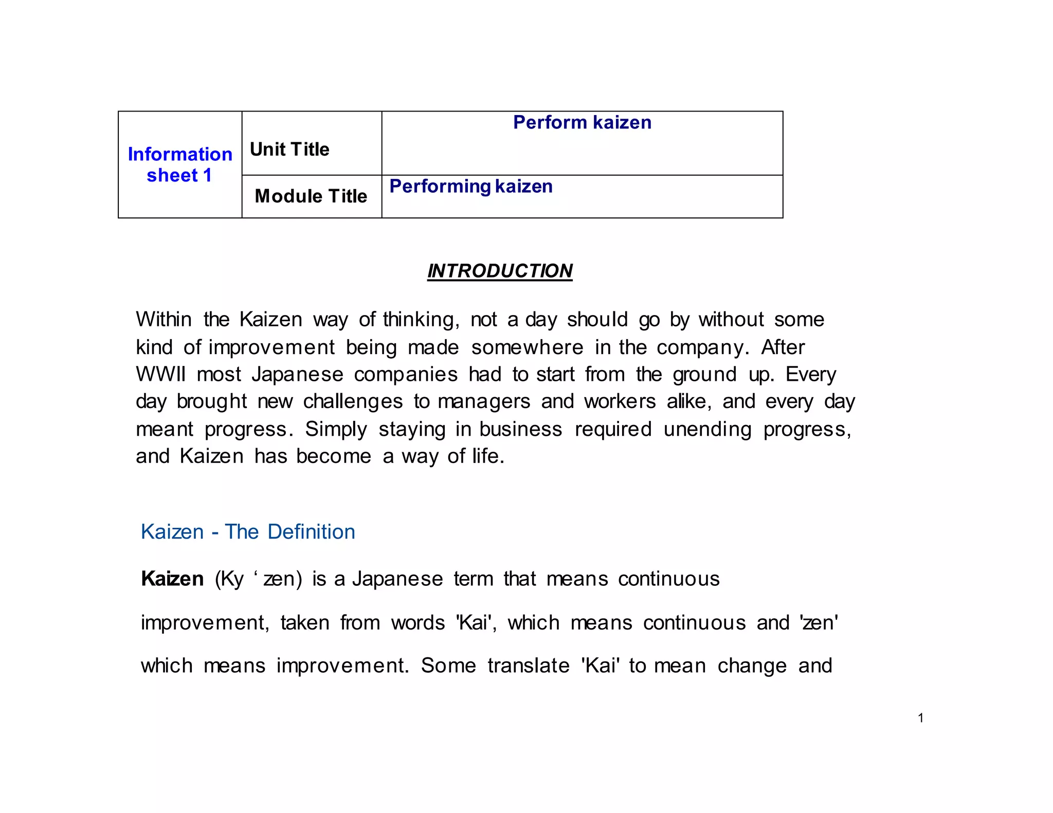 Kaizen folder | DOCX