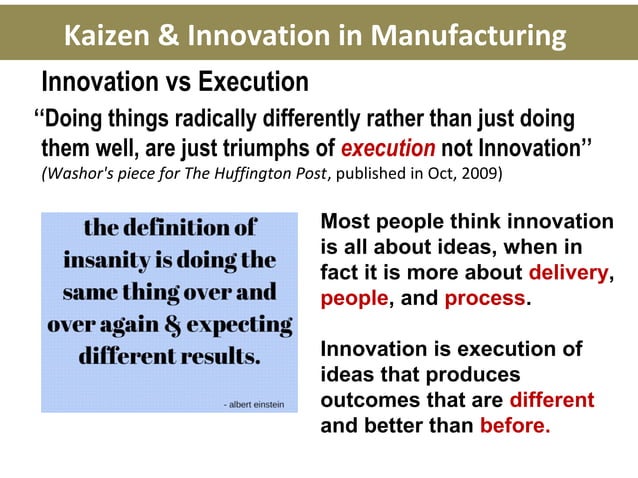 Kaizen Innovation in Manufacturing | PPT | Business | Business and Finance