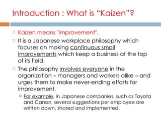 Kaizen Philosophy explained in simple terms | PDF