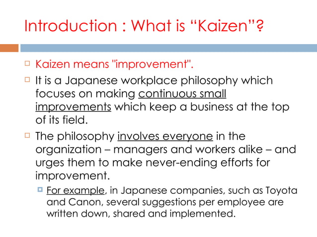 Kaizen Philosophy | PPT