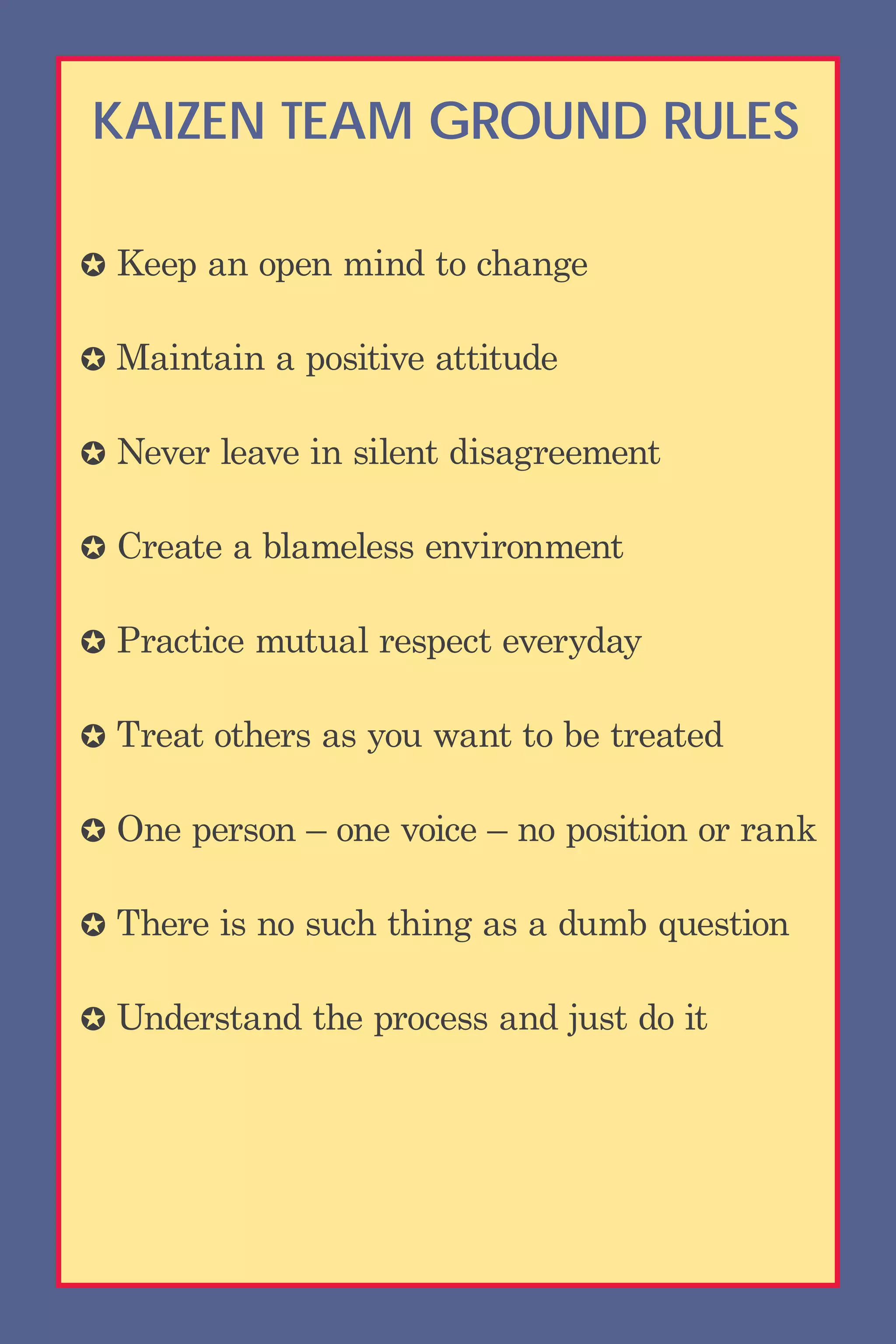 Kaizen team groundrules1 | PDF