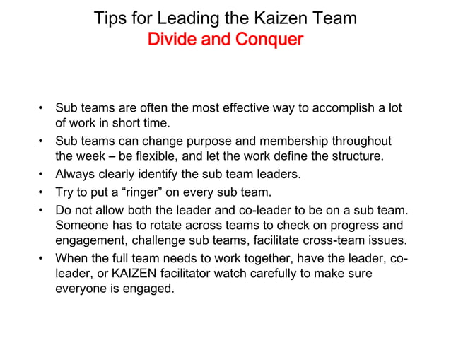 Kaizen team leader guide | PPT