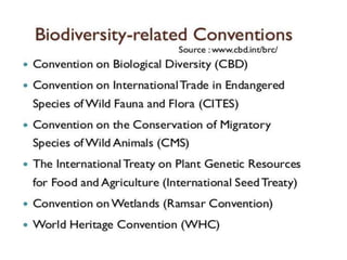 biodiversity, conservation and conventions | PPTX