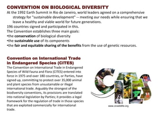 biodiversity, conservation and conventions | PPTX
