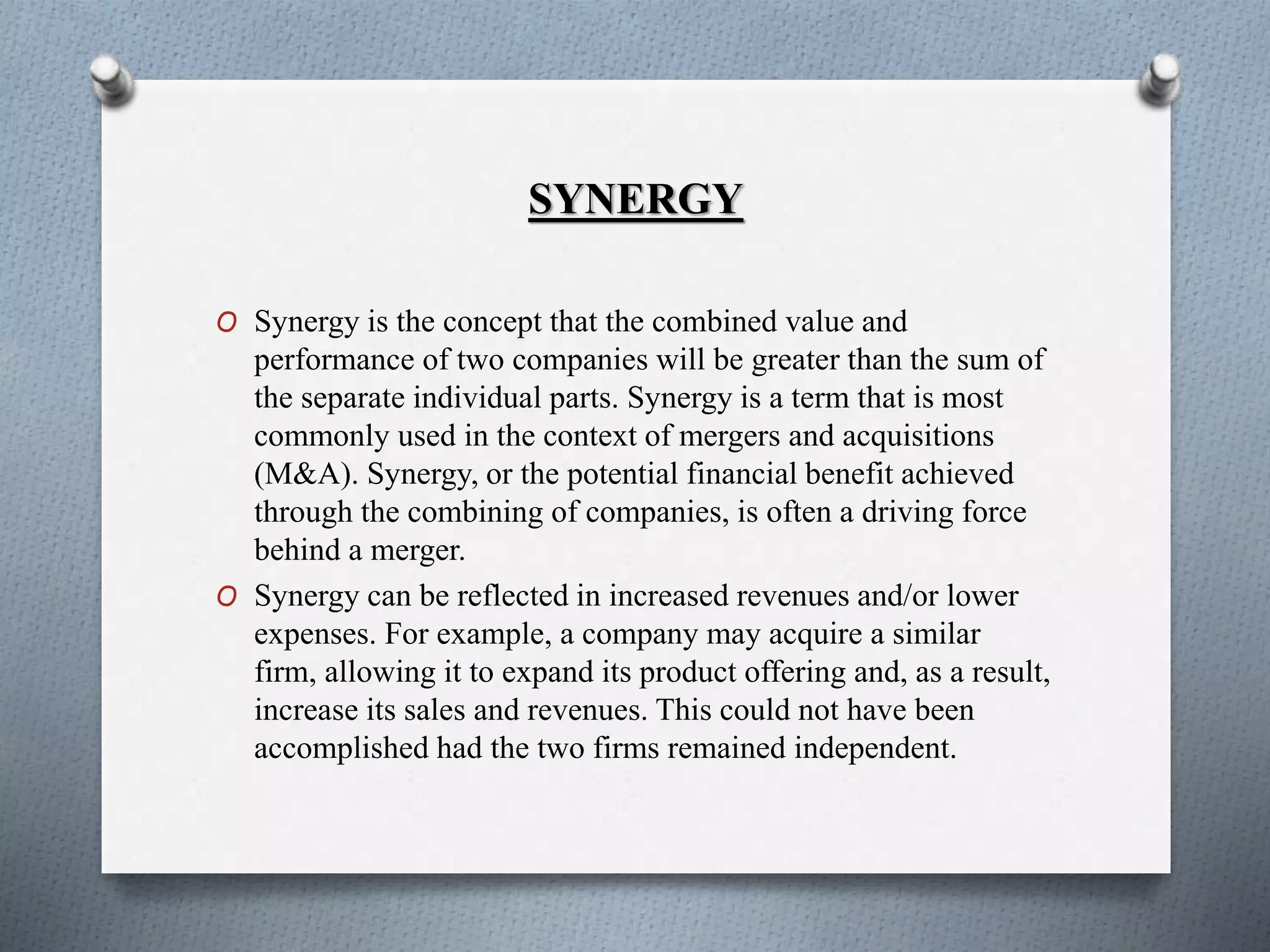 Exchange ratio and synergy | PPTX