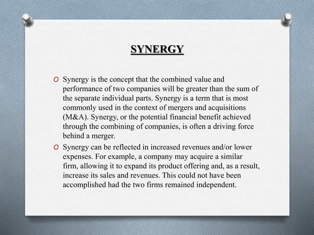 Exchange ratio and synergy | PPTX | Mergers and Acquisitions | Business ...