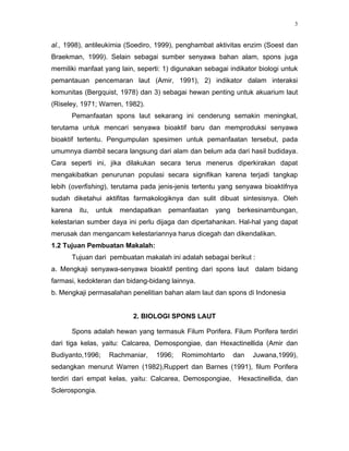 Kajian bioaktif-spons-laut-forifera-demospongiae | PDF