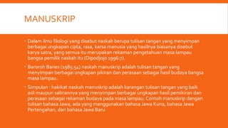 Kajian jurnal hakekat manuskrip | PPTX