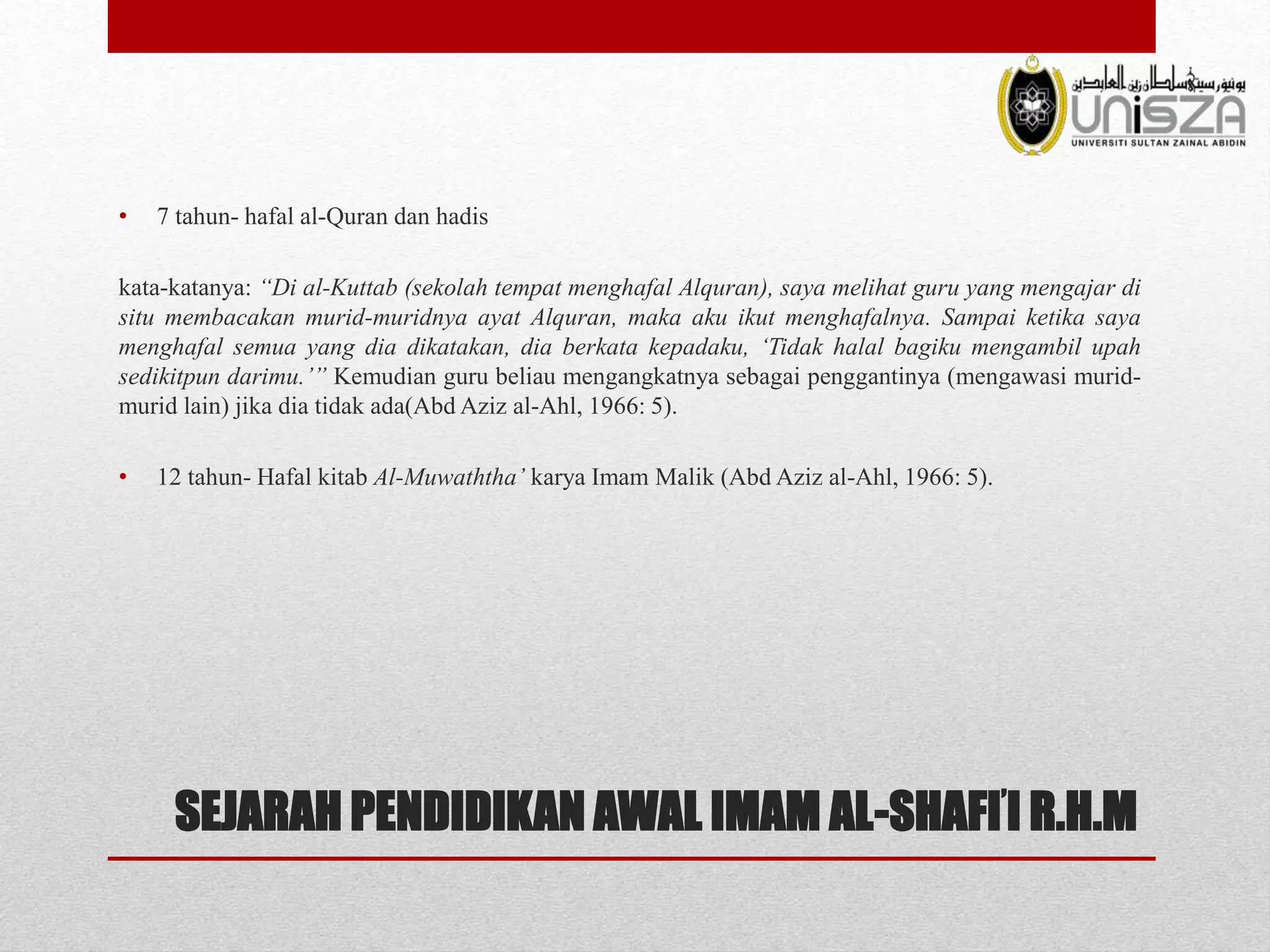 Kajian ketokohan imam al shafi’i r | PPTX