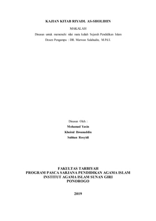 Kajian kitab riyadl as sholihin | DOCX