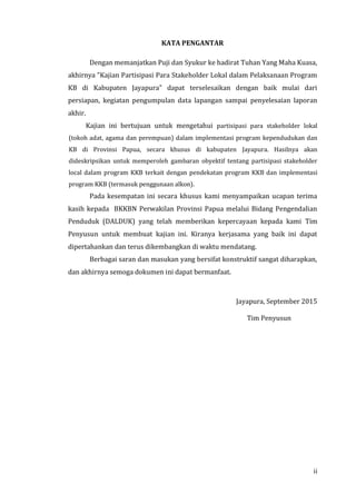 Kajian Partisipasi Stakeholder Lokal Dalam Pelaksanaan Program KB Di ...