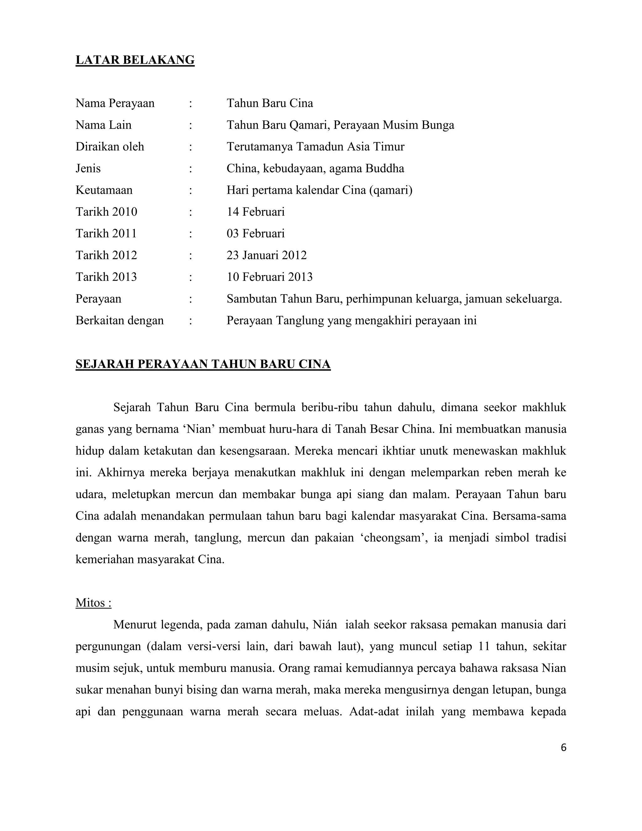 Kajian tentang perayaan tahun baru cina | PDF