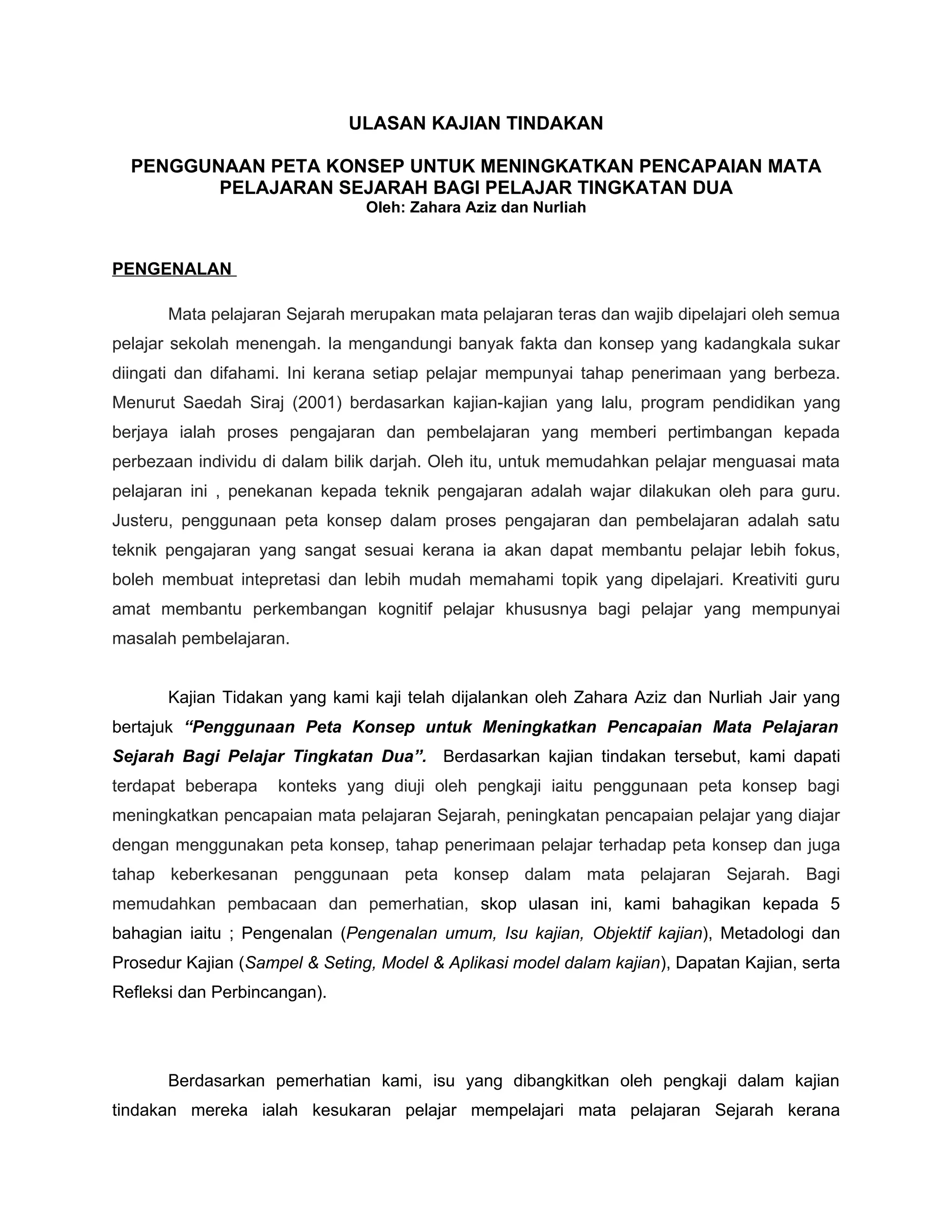 Ulasan Kajian Tindakan | DOC