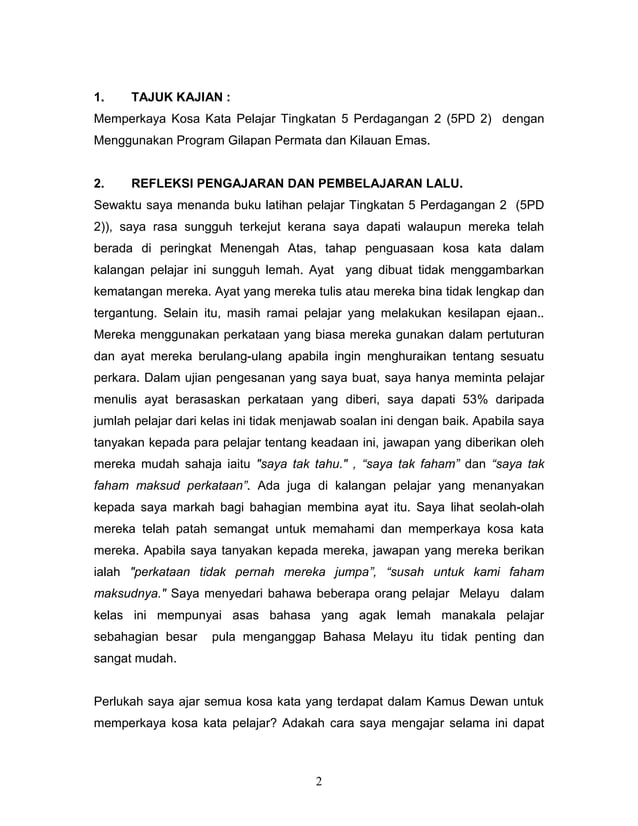 Kajian Tindakan Bahasa Melayu | PDF