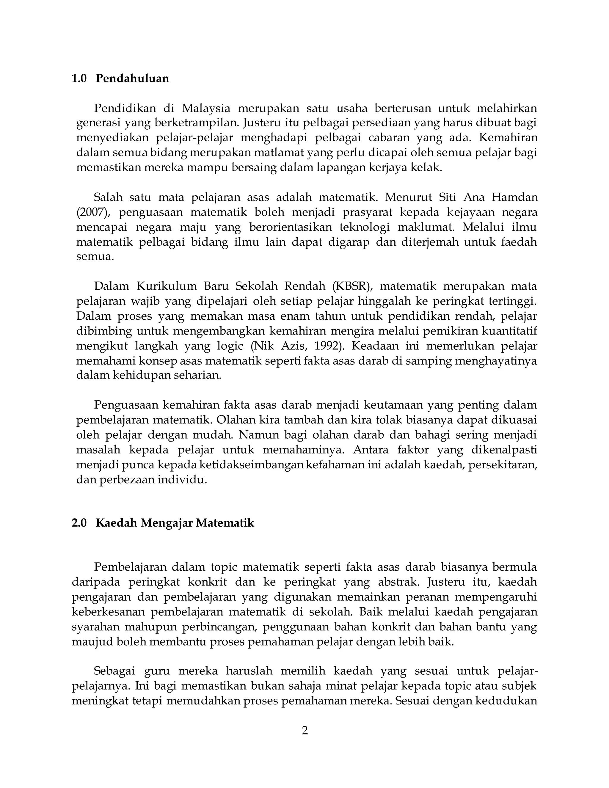 Kajian tindakan maths darab silang | DOCX