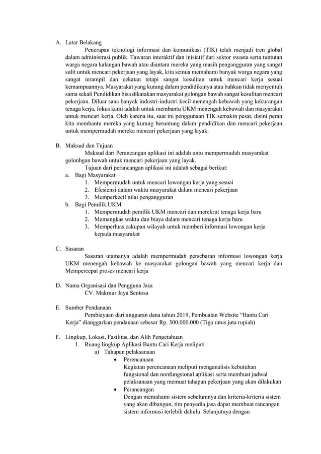 Kerangka Acuan Kerja | PDF