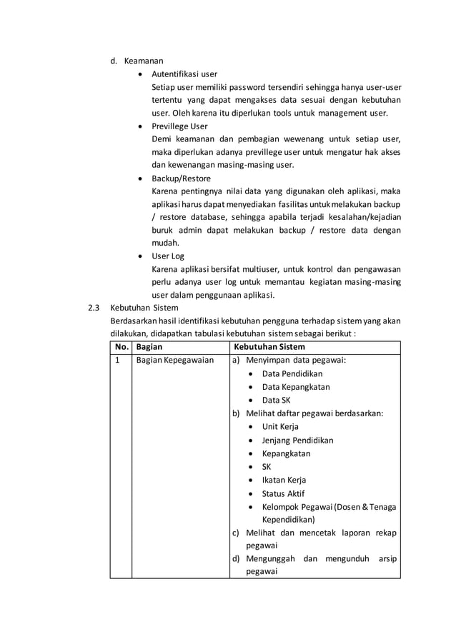 Kerangka Acuan Kerja (Human Resource Information System) | PDF