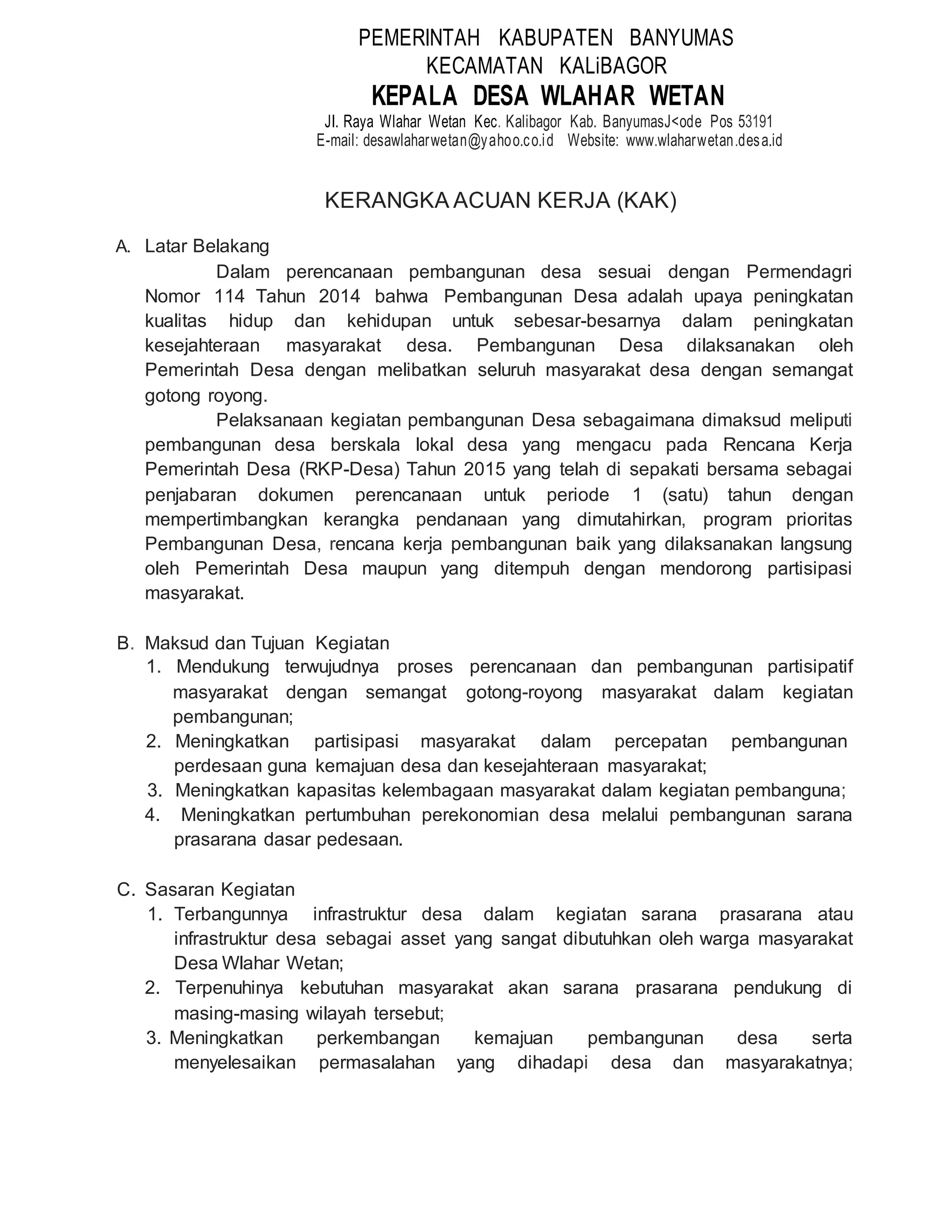 Kak kegiatan desa | DOCX