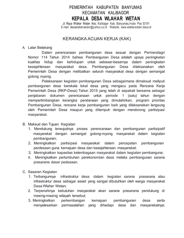 Kak kegiatan desa | DOCX
