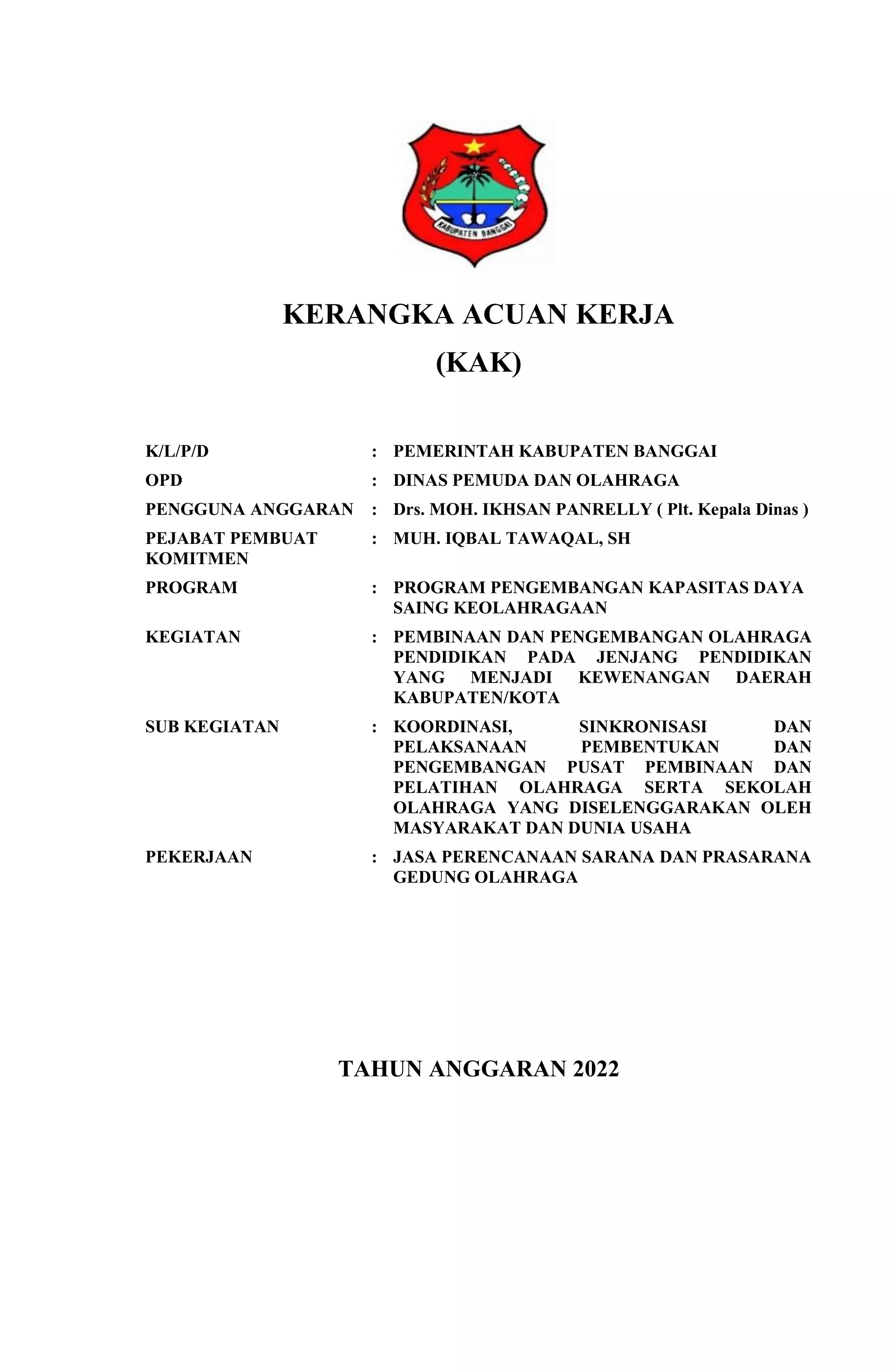KAK KONSULTAN PERENCANAAN DISPORA 2022 FINAL.pdf