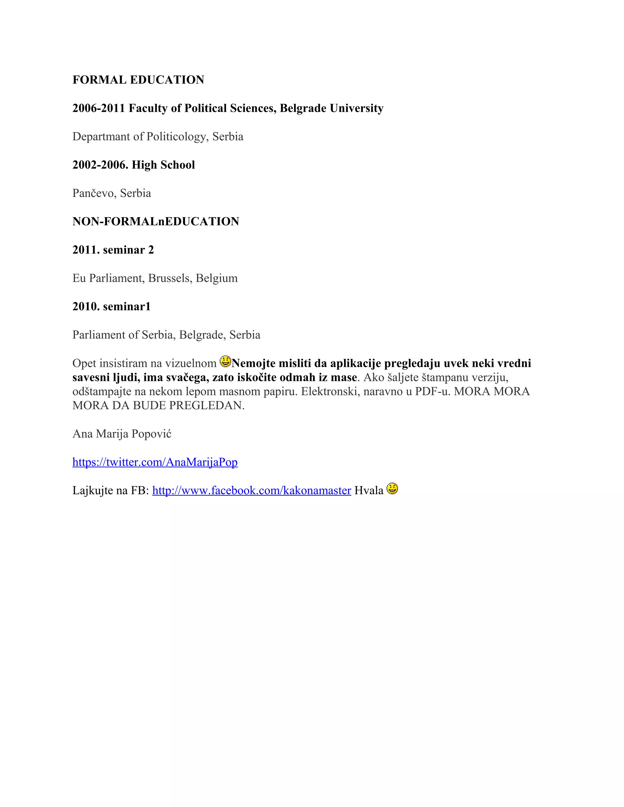 Kako napisati dobar cv | PDF