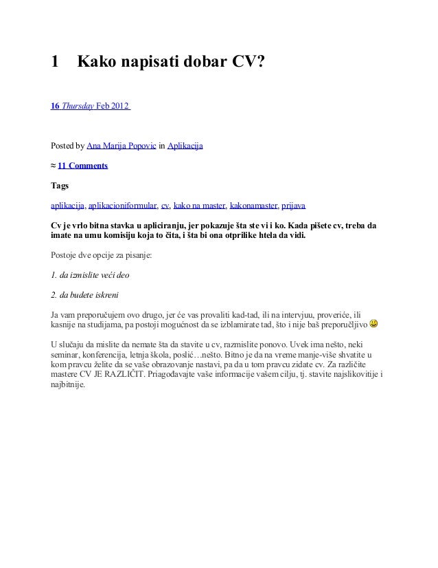 Kako napisati dobar cv