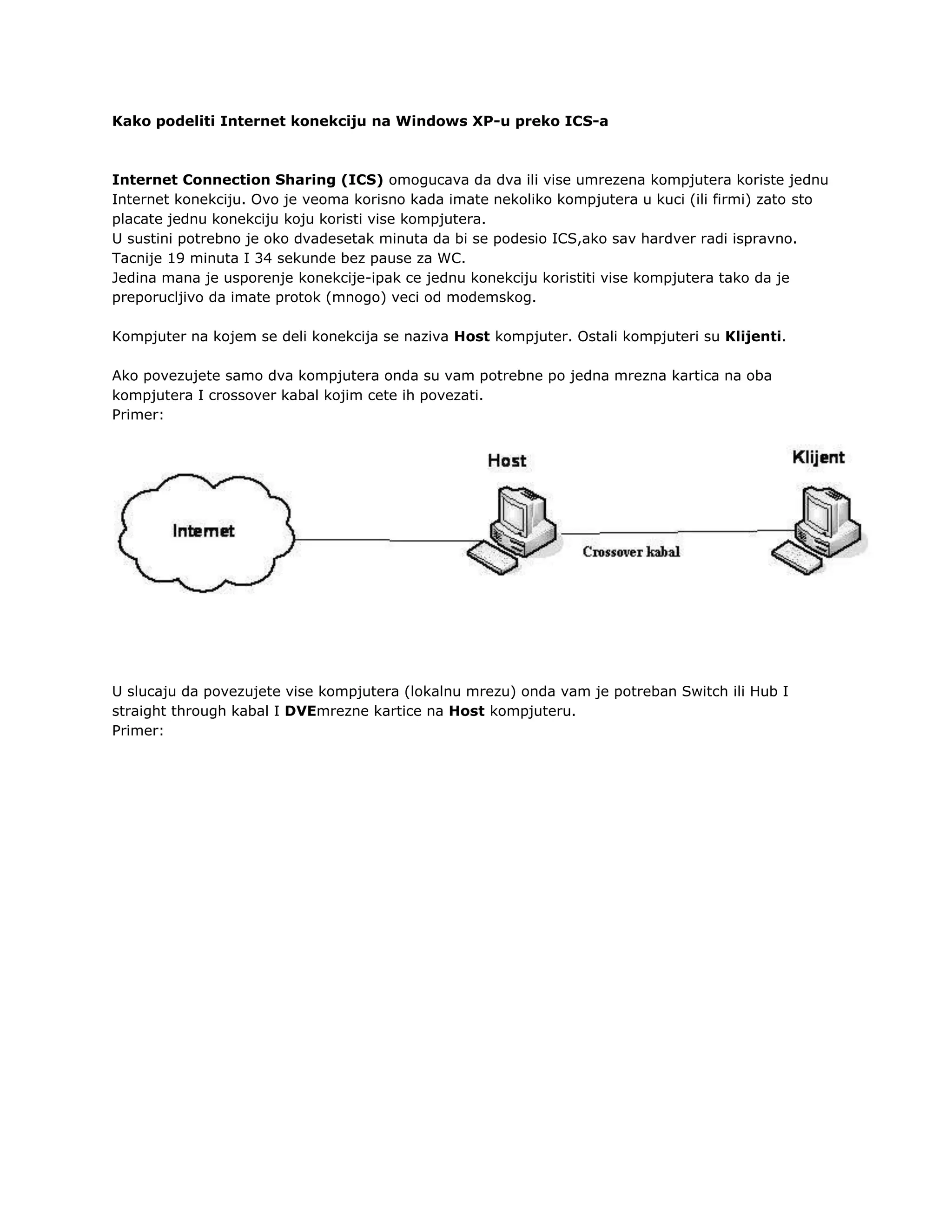 Kako podeliti internet konekciju na windows xp | DOCX