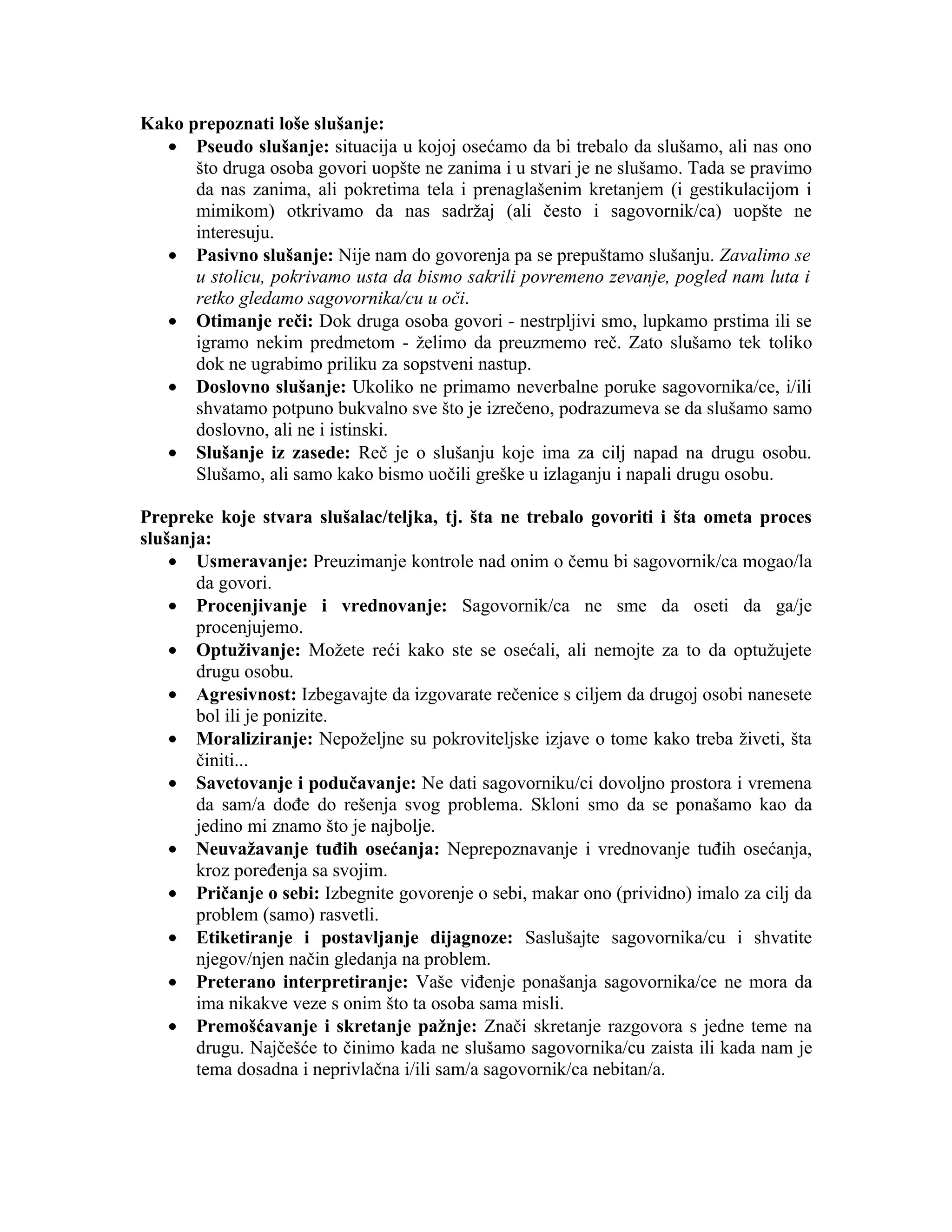 Kako Prepoznati Lose Slusanje | PDF