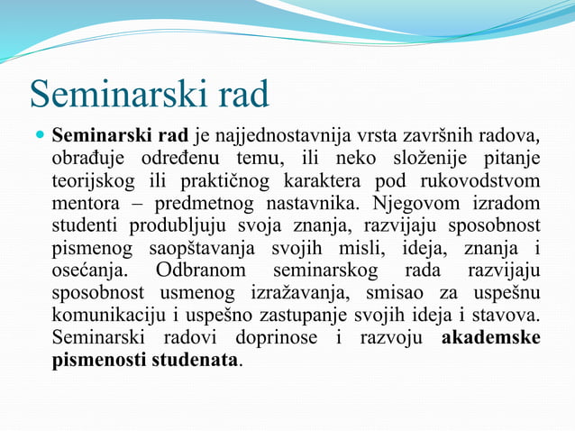 Kako se rade seminarski, maturski i diplomski radovi | PPTX