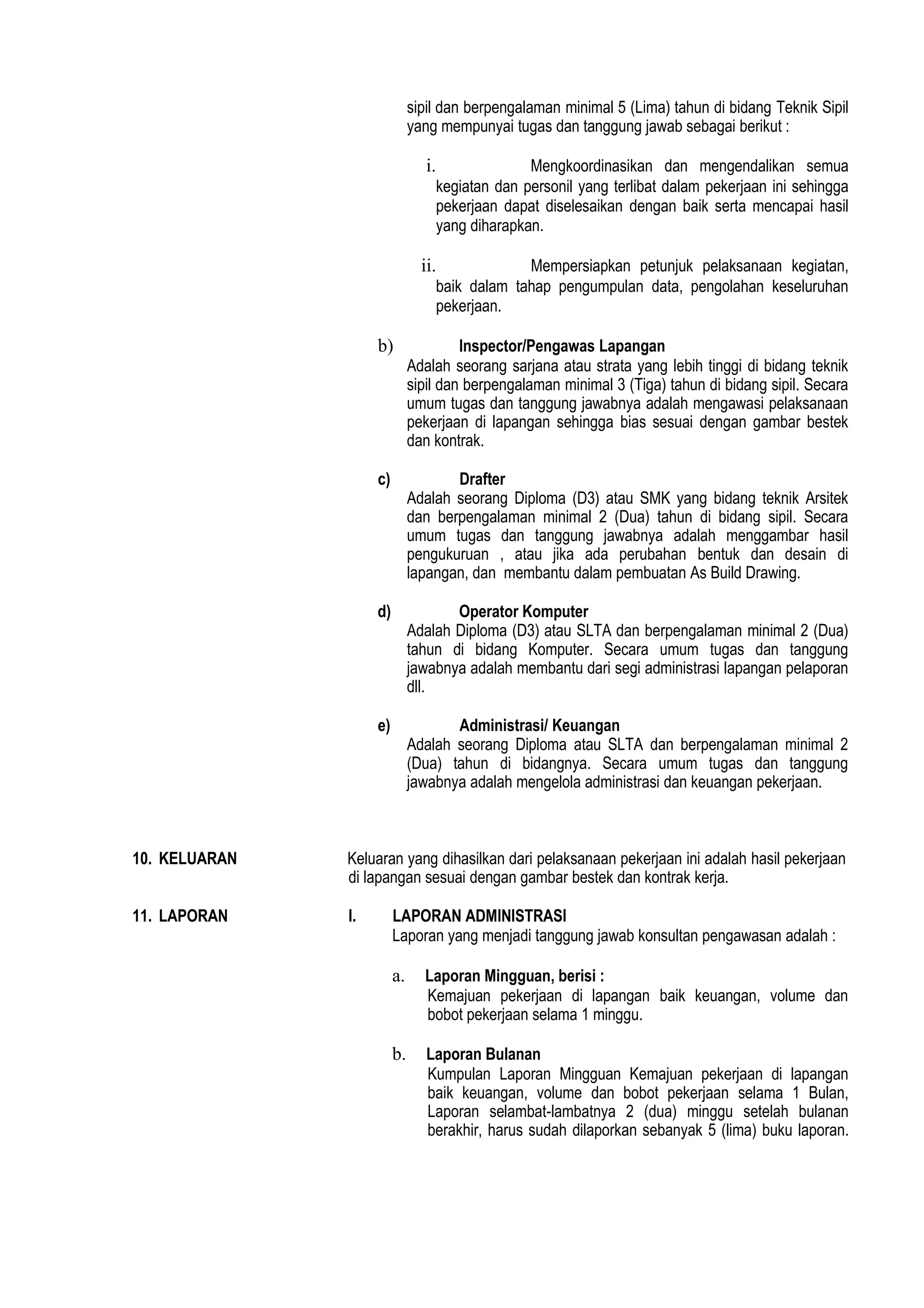 Kak pengawasan dermaga rpm 15 | PDF