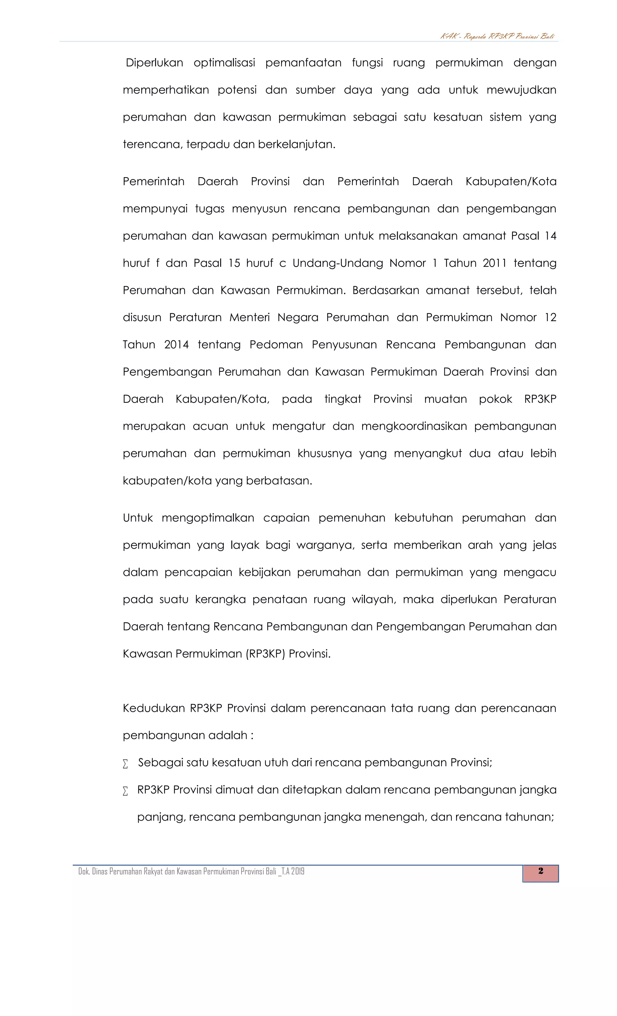 Kak raperda rp3 kp provinsi bali 2019 final | PDF