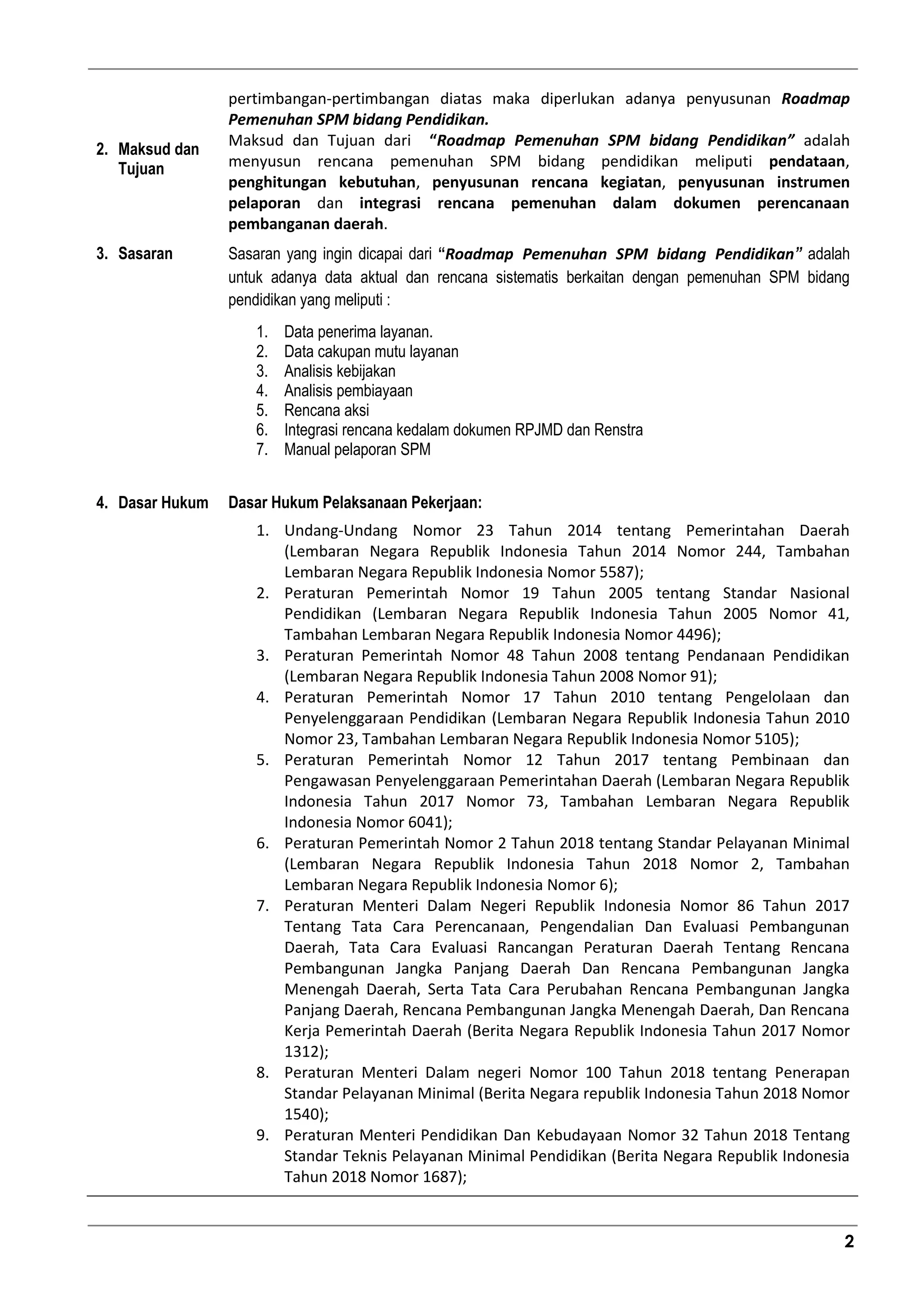 KAK Roadmap SPM Pendidikan | PDF