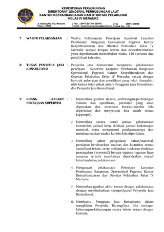 Kak supervisi lanjutan pembuatan bangunan operasional ksop kelas iv ...