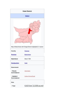 Kalat district | DOCX