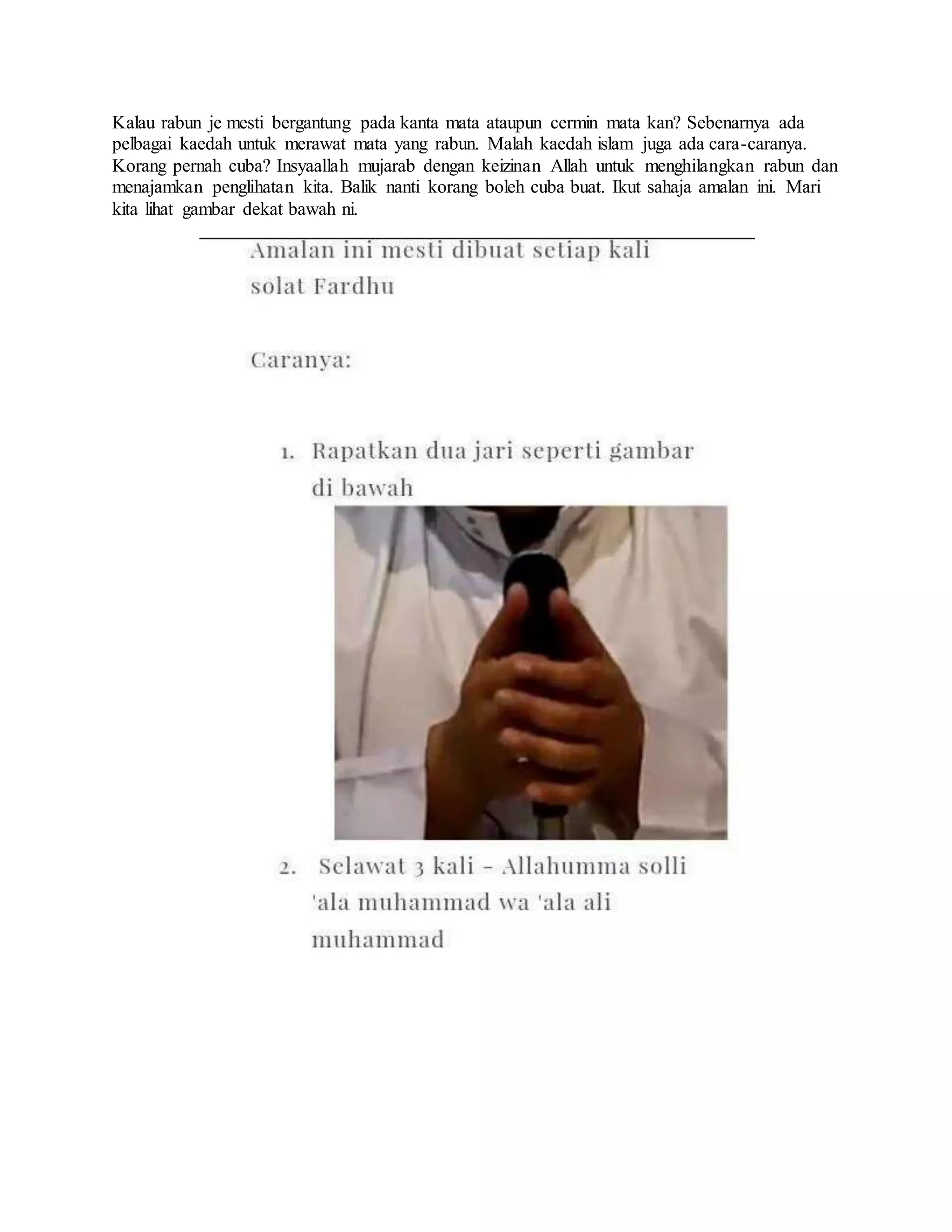 Kalau rabun je mesti bergantung pada kanta mata ataupun cermin mata kan ...