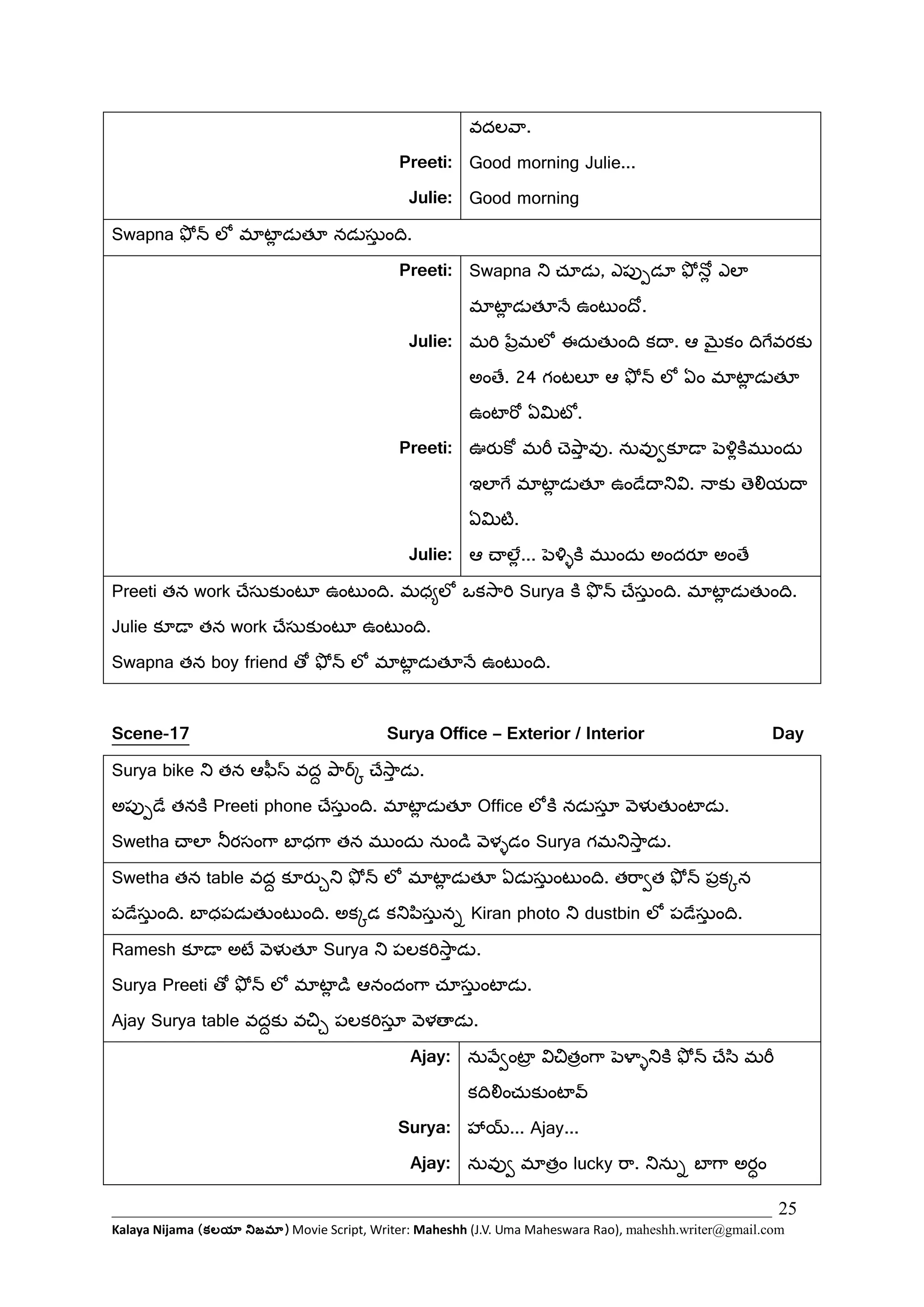 Kalaya nijama telugu movie script | PDF