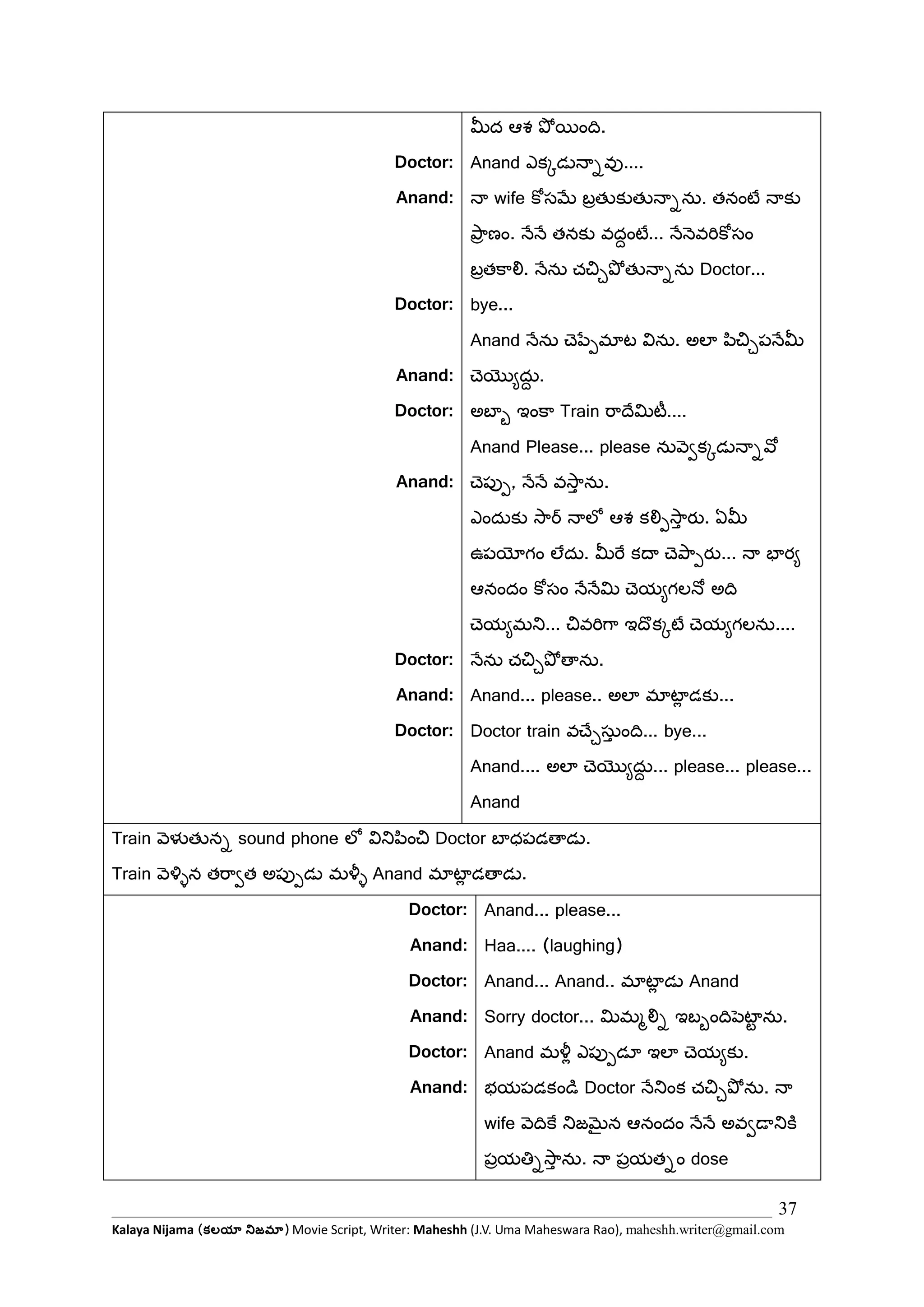Kalaya nijama telugu movie script | PDF