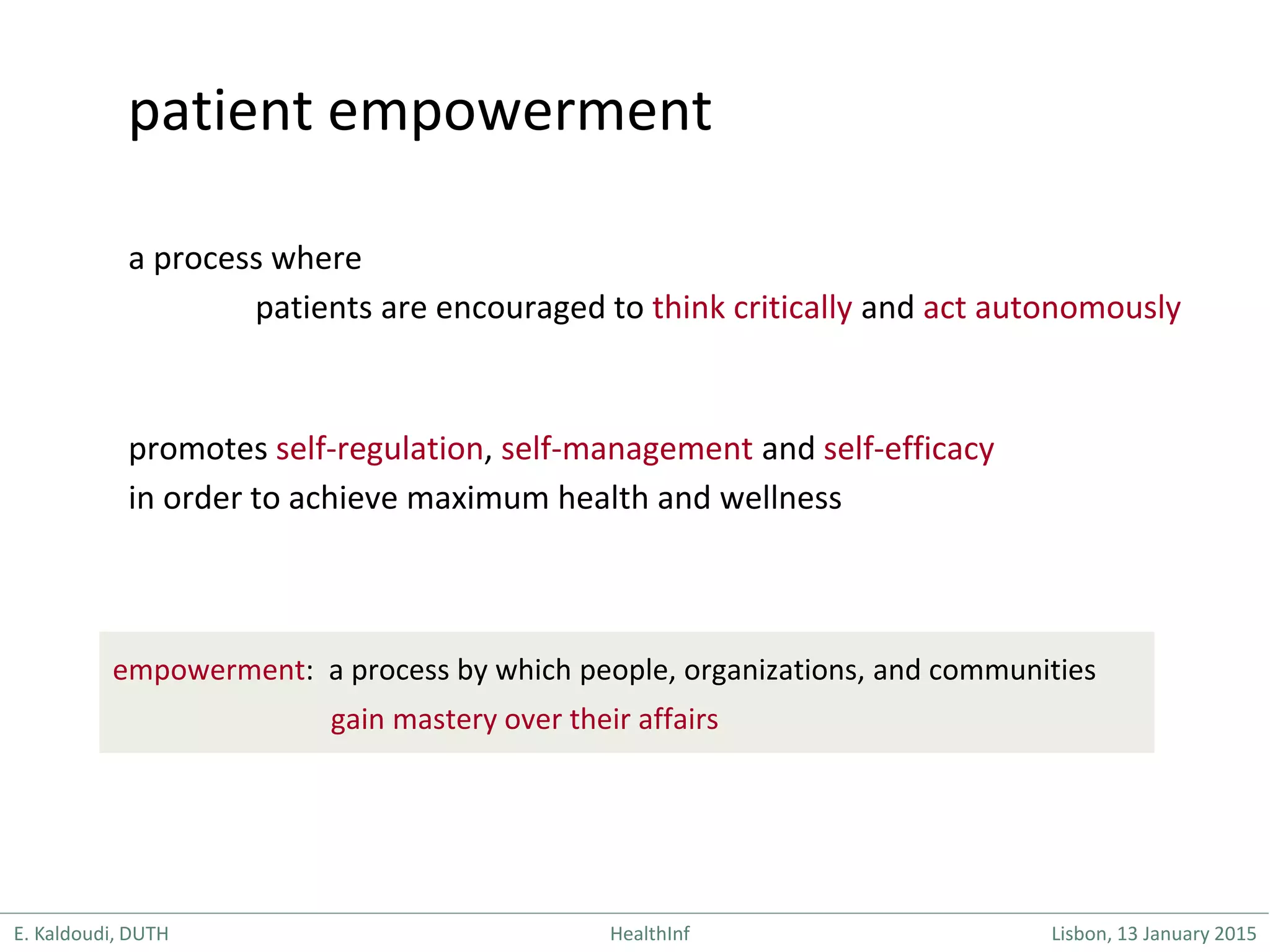Patient Empowerment as a Cognitive Process | PPTX