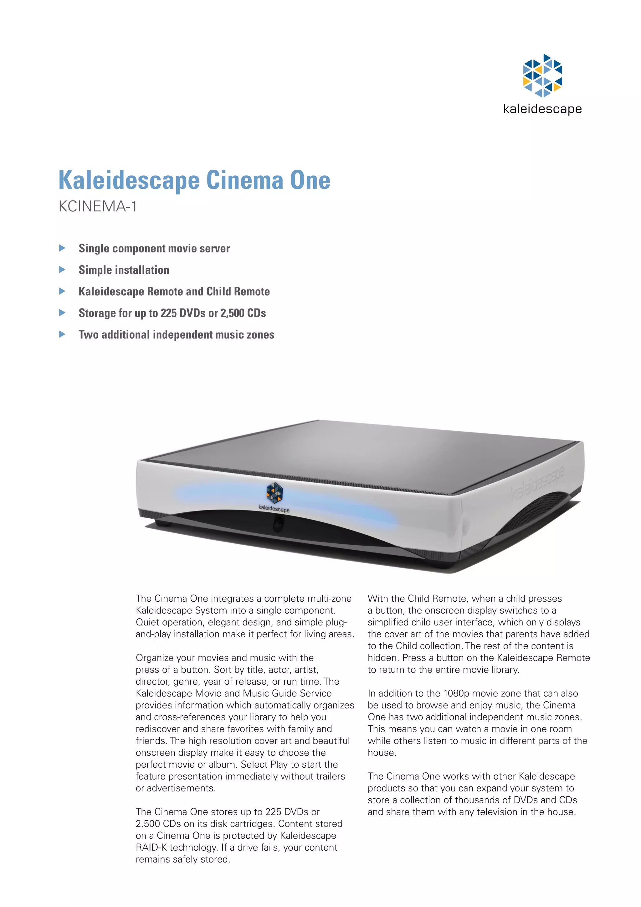 Kaleidescape cinema-one-a4 | PDF