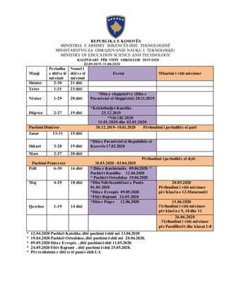Kalendari shkollor-2019-2020-final | PDF