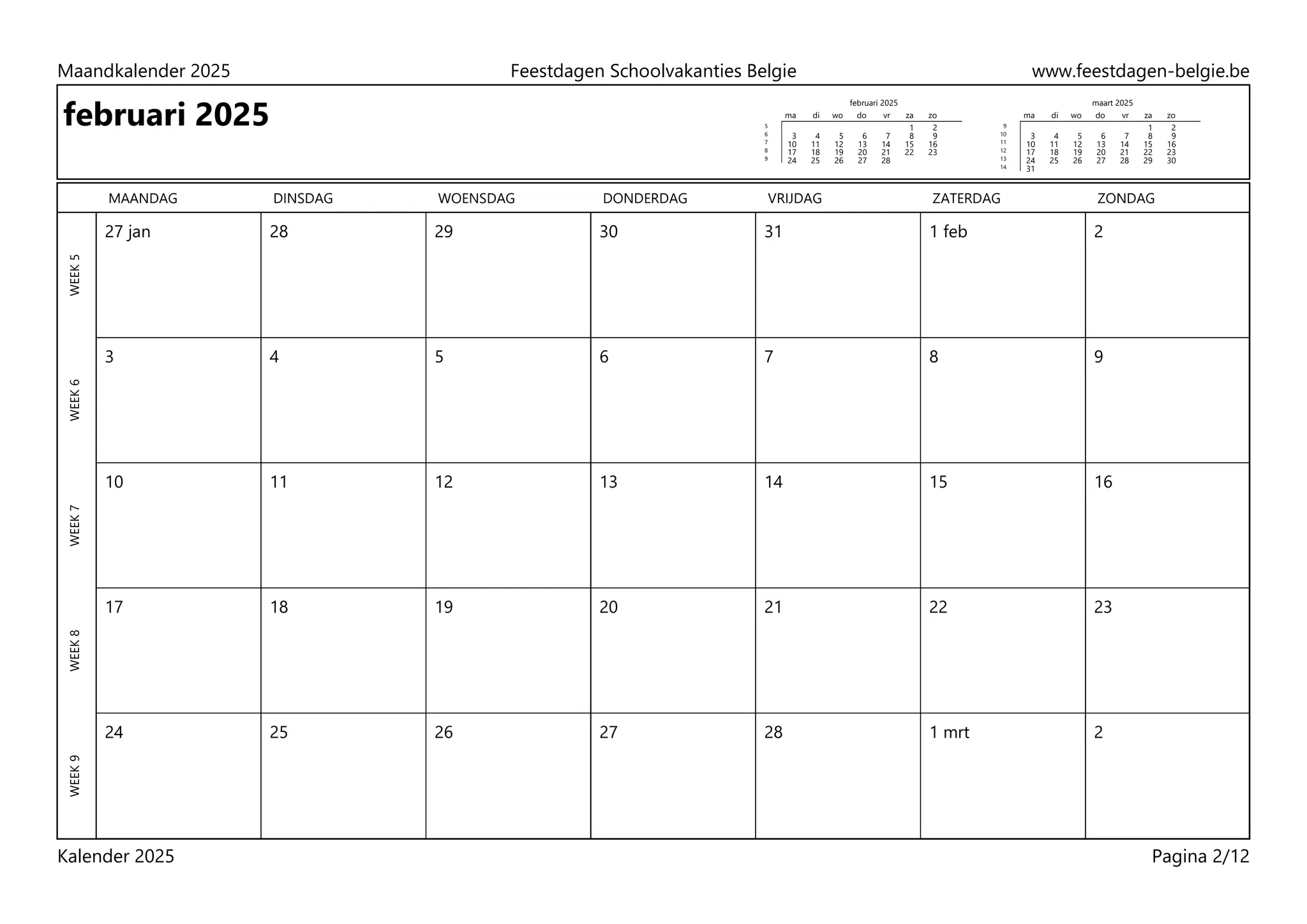 kalender-2025-maandkalender-a4-gratis-download-belgie-feestdagen ...