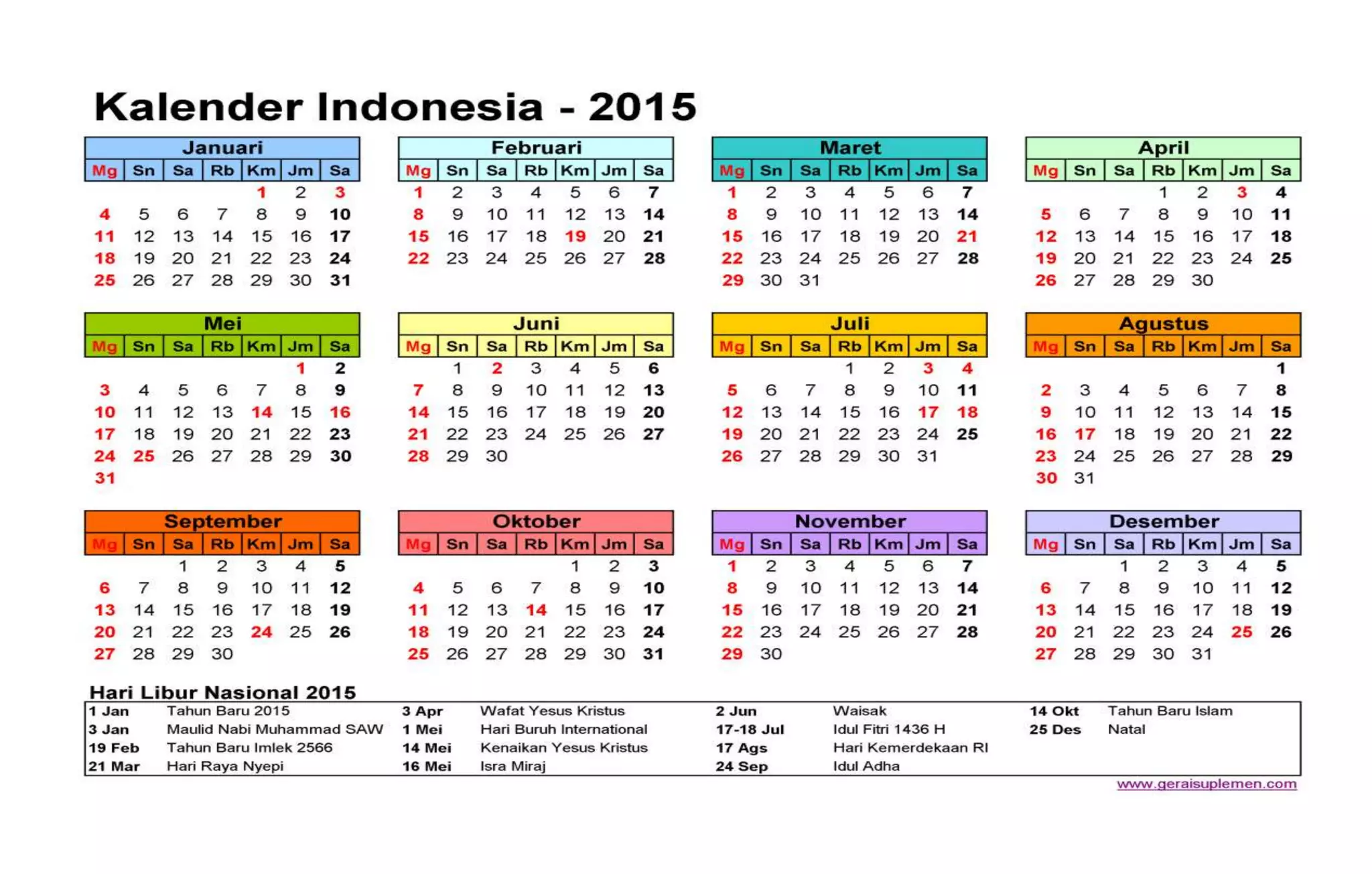 Kalender 2015 | DOCX