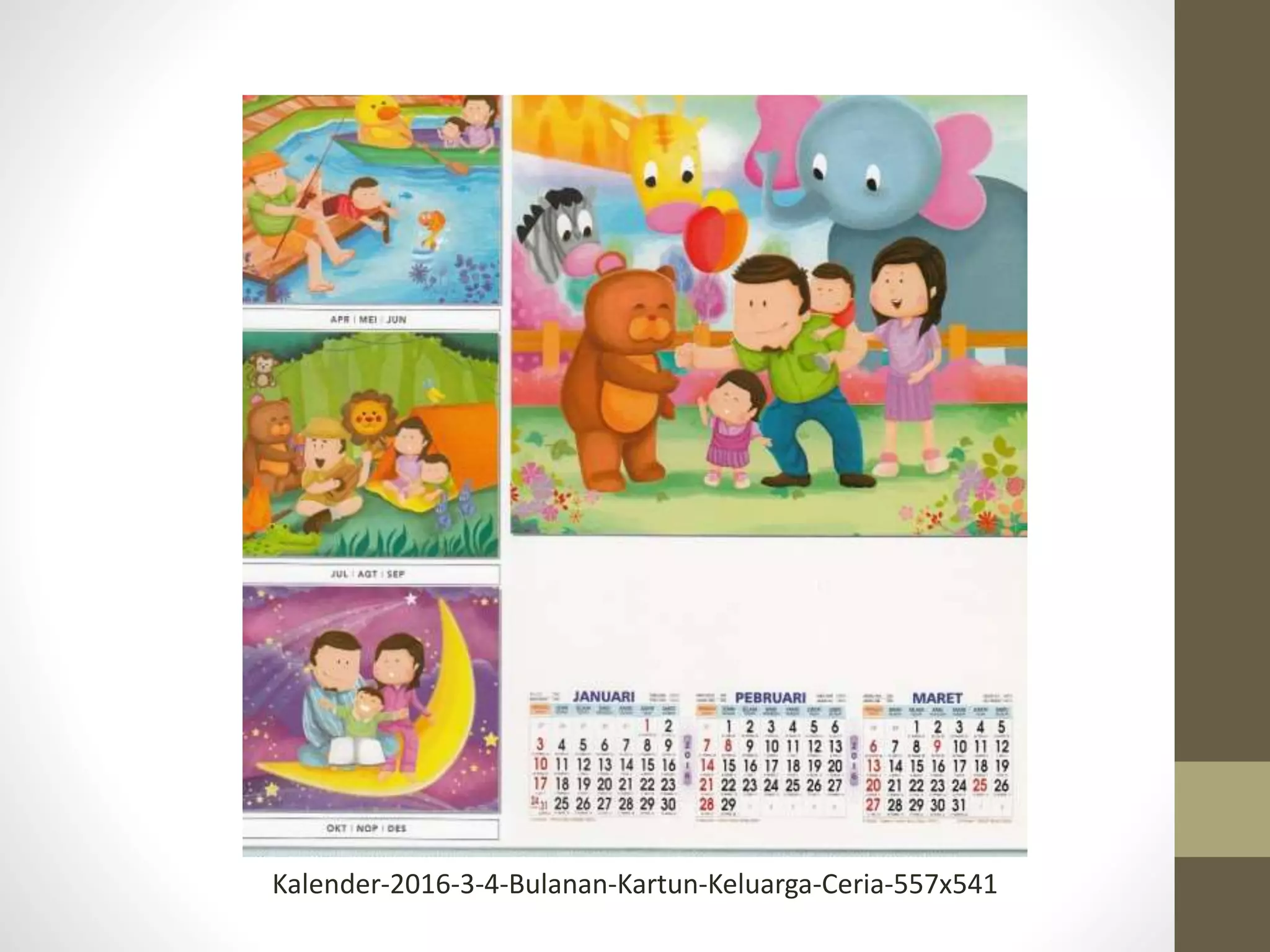 Kalender 3 atau 4 bulanan ao beautiful 2016