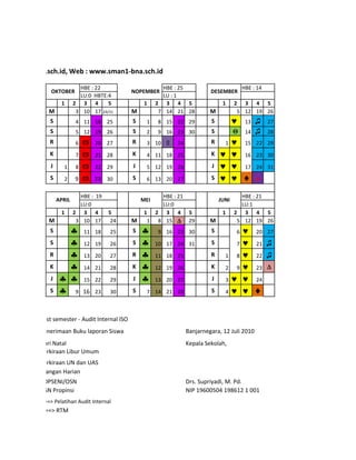 Kalender akademik | XLSX