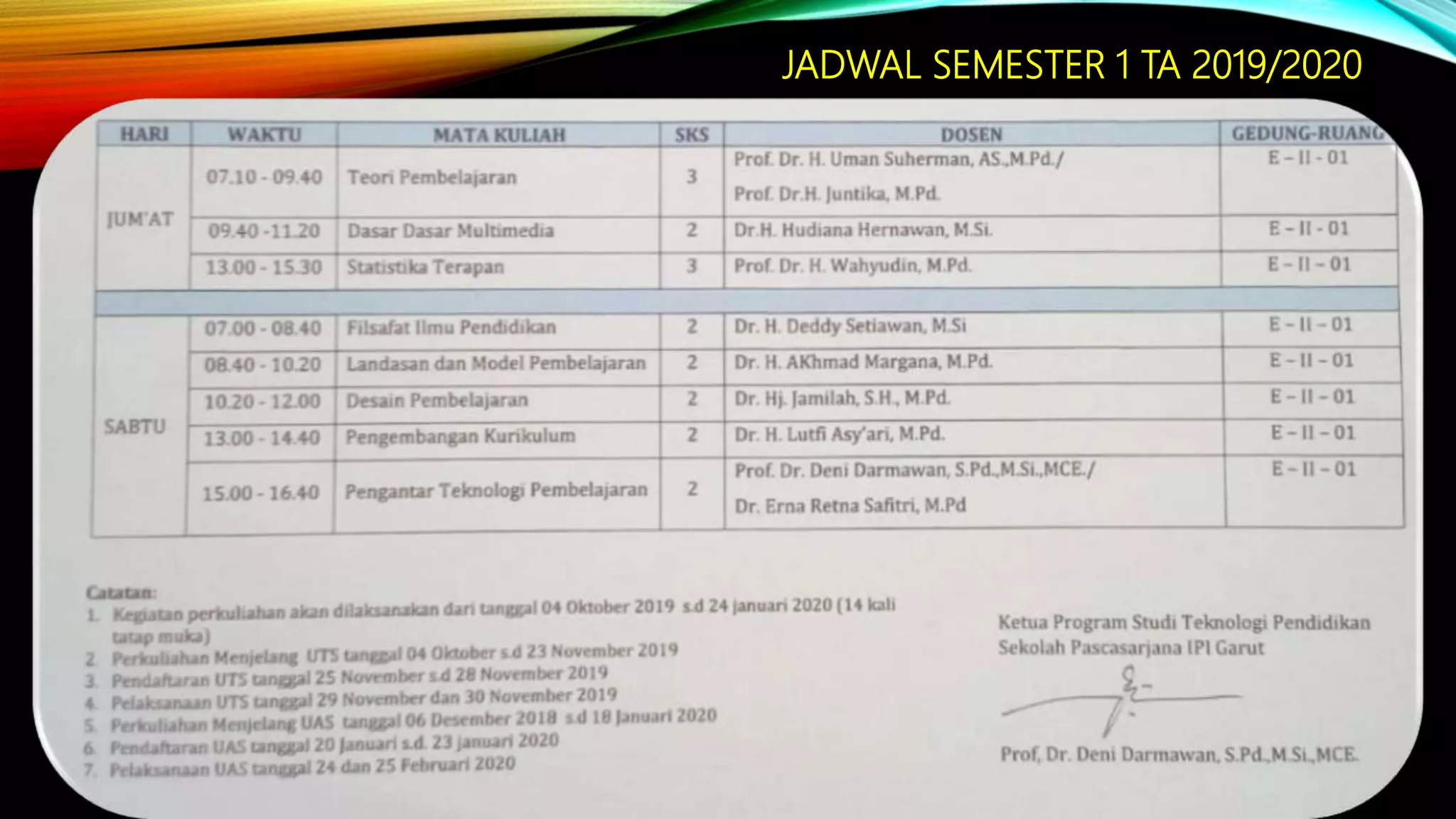 Kalender akademik 2020 2021 Magister Tekpen IPI | PPT