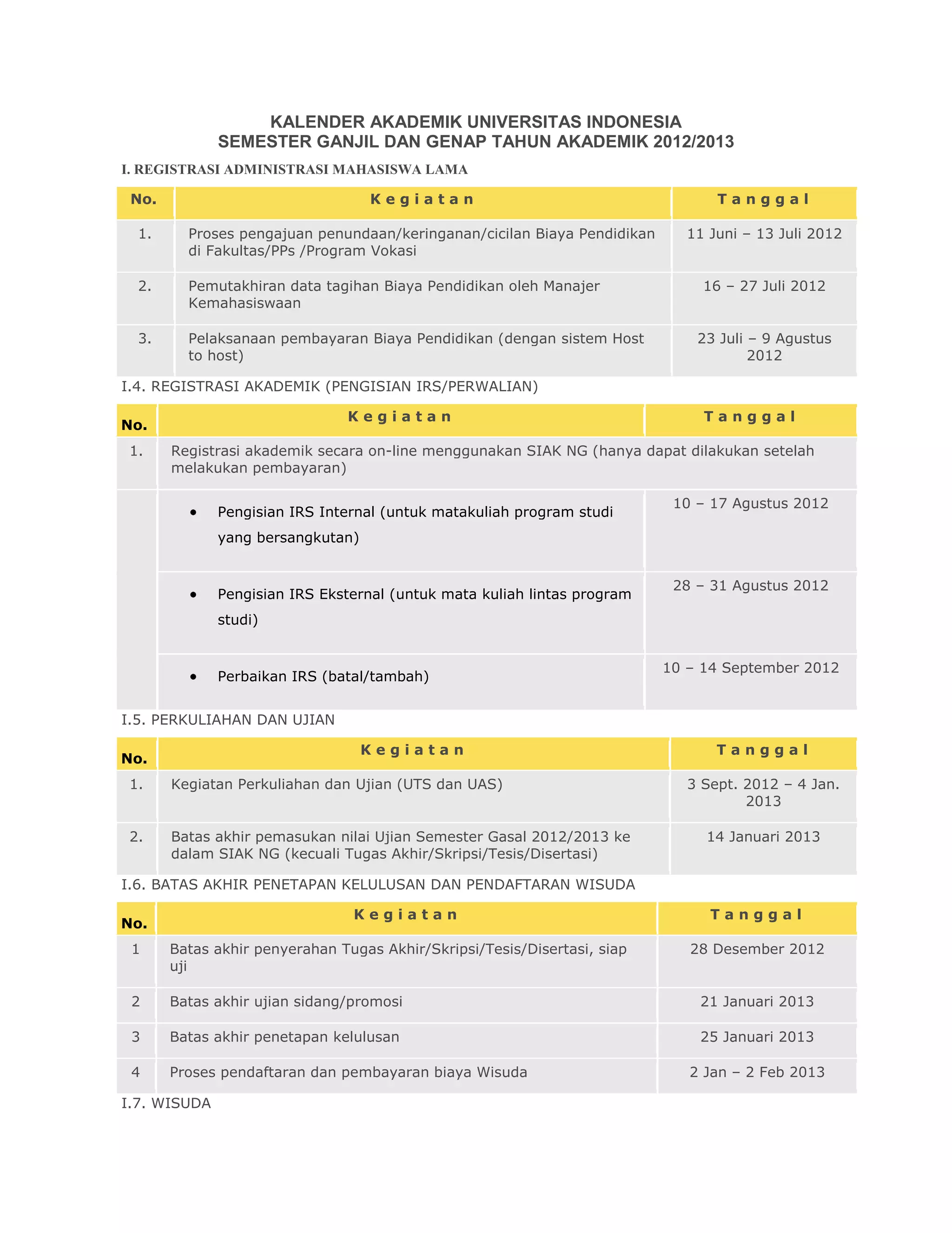 Kalender akademik ui 2012 2013 | DOCX