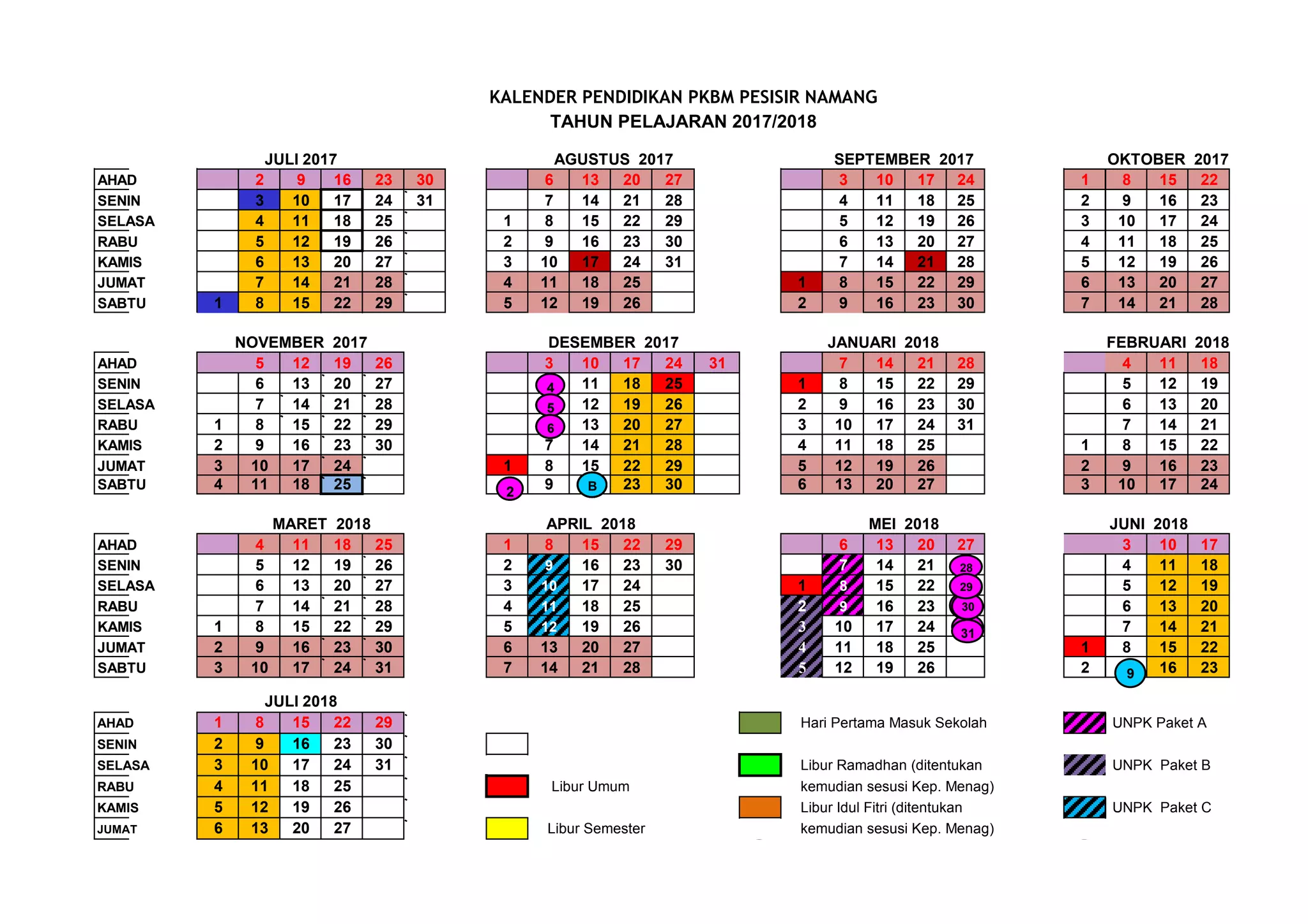 Kalender pendidikan pkbm pesisir | PDF
