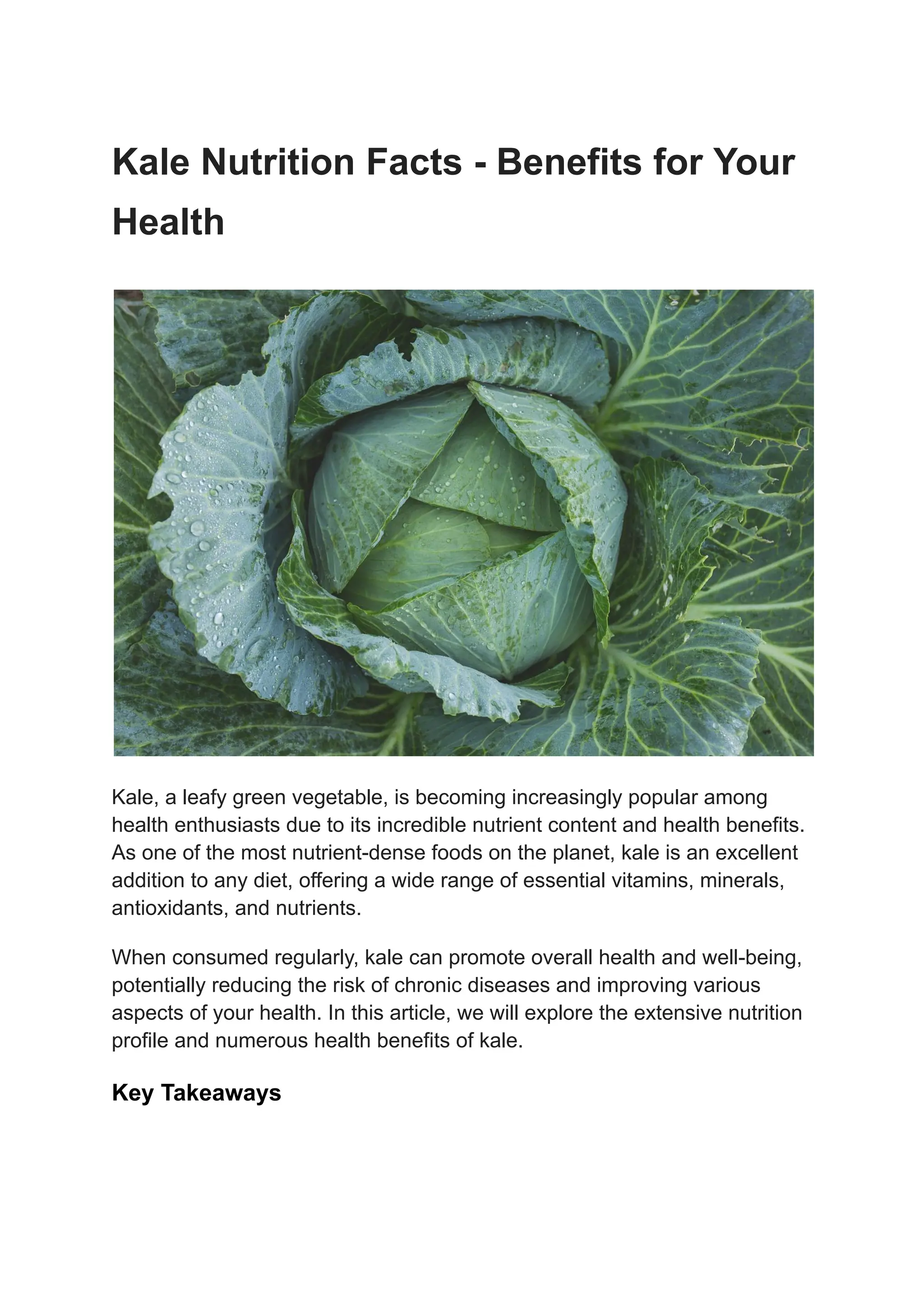 Kale Nutrition Facts - Benefits for Your Health.pdf