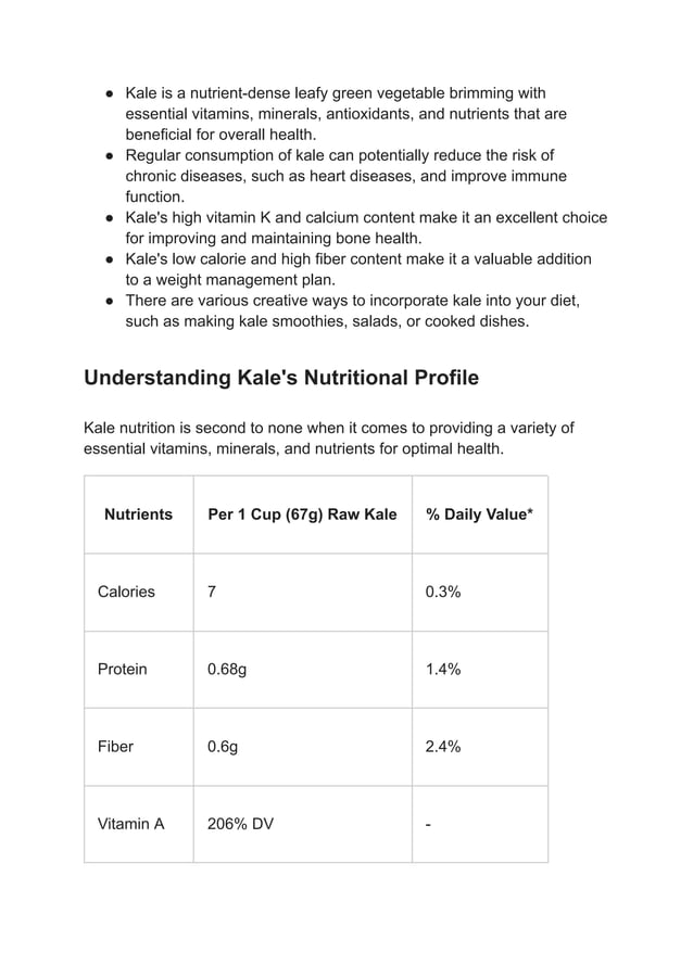 Kale Nutrition Facts - Benefits for Your Health.pdf