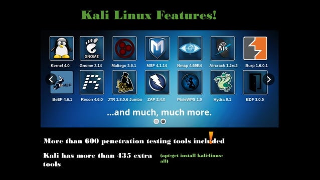 Kali linux and some features [view in Full screen mode] | PPT